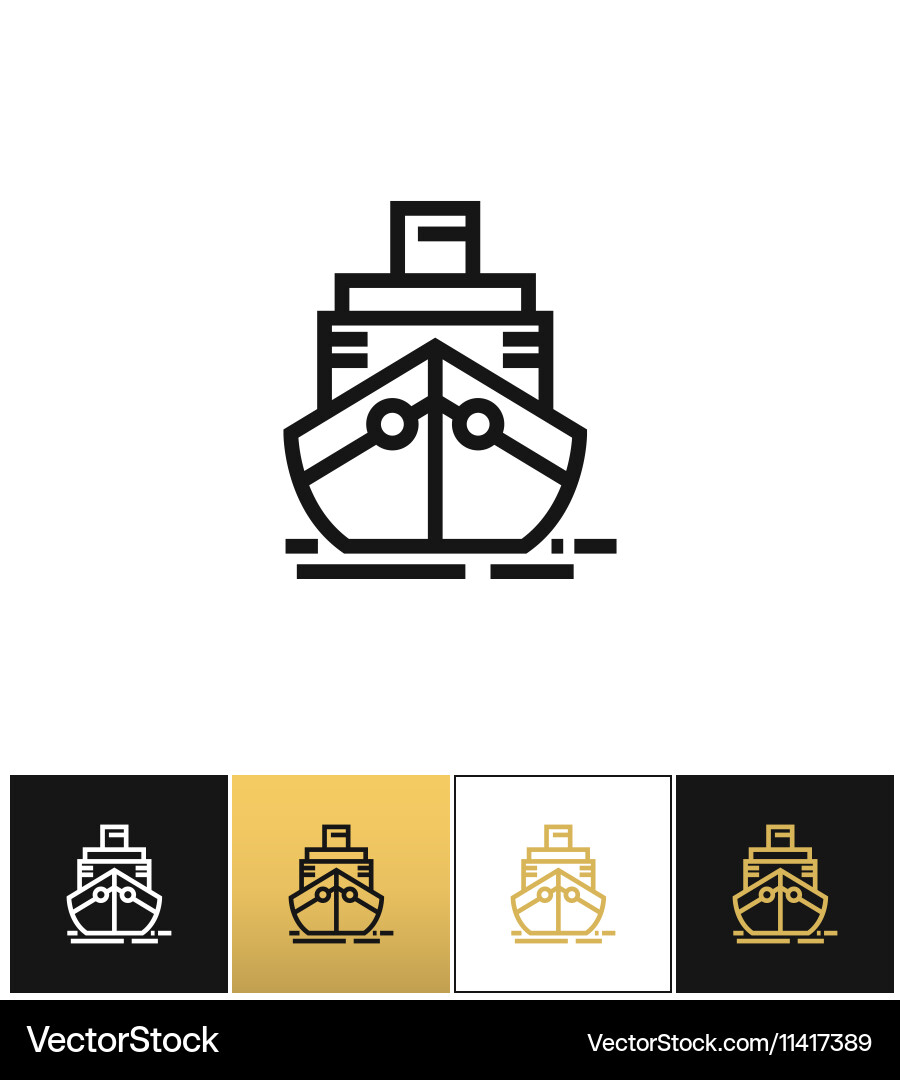 Cargo ship sign or cruise shipping icon Royalty Free Vector