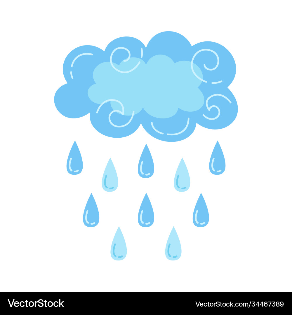 Cute Rain Cloud Weather Cartoon Royalty Free Vector Image