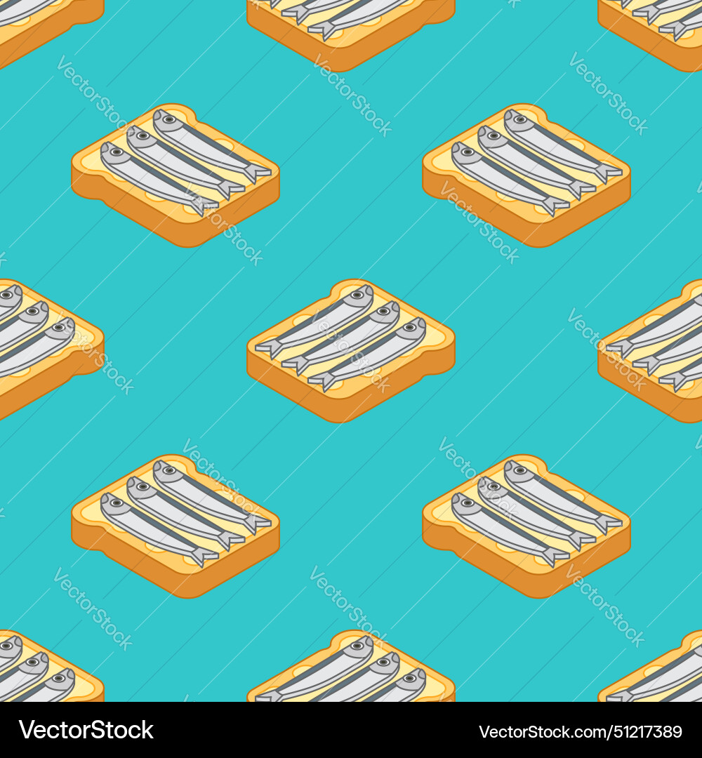 Herring bread pattern seamless toast with fish Vector Image