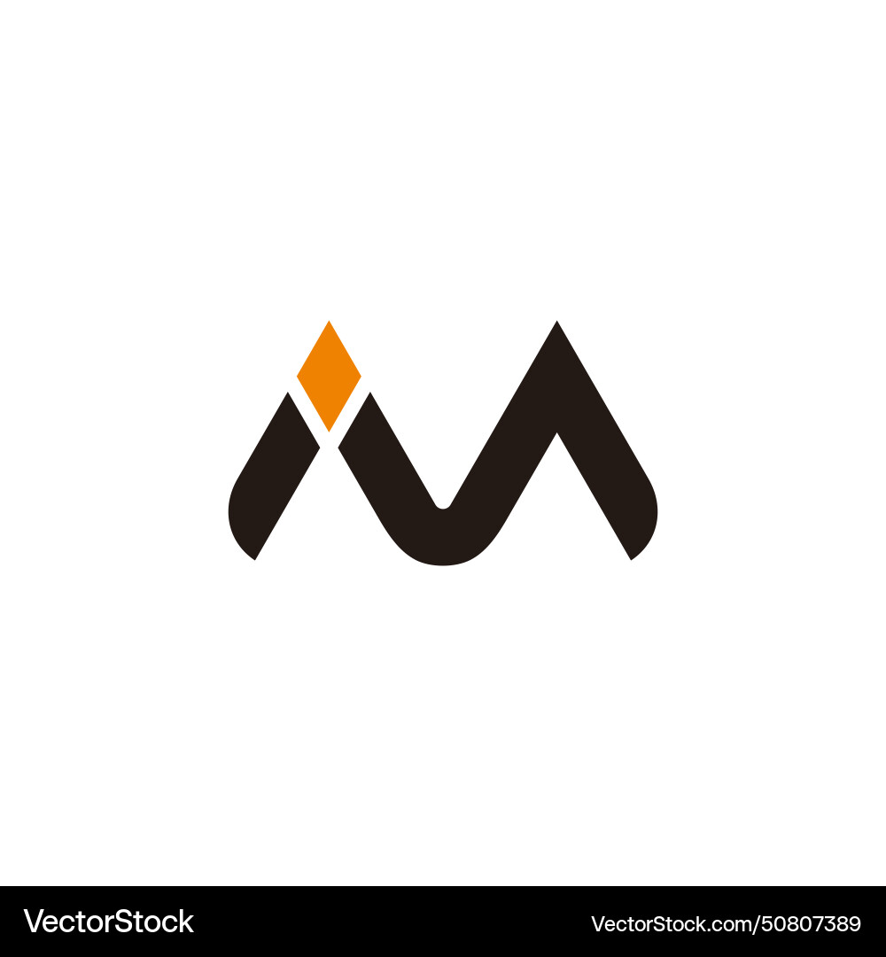 Letter m gold diamond abstract logo Royalty Free Vector