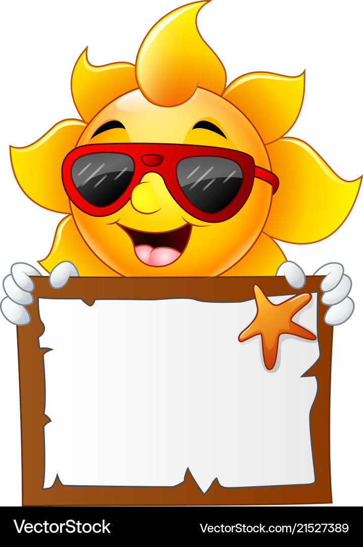 Sun characters cartoon with summer billboard Vector Image
