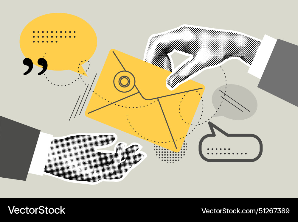 Trendy halftone business concept collage Vector Image
