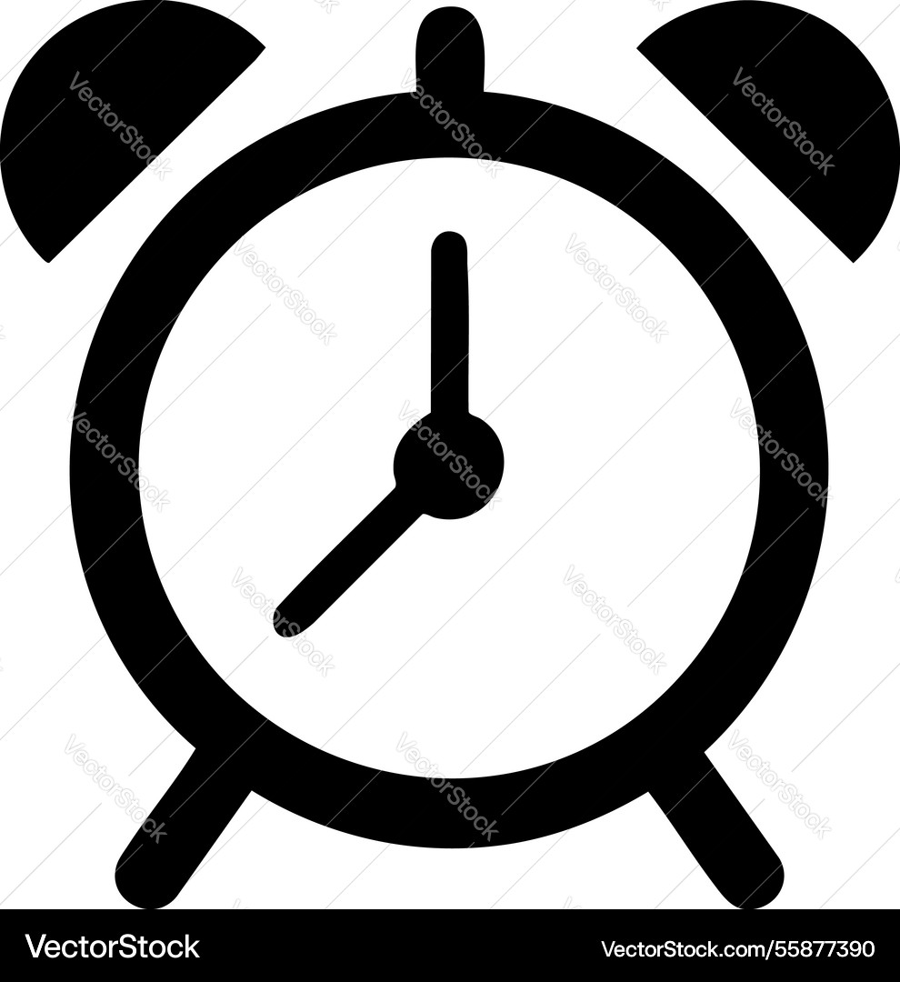 A simple black and white alarm clock icon Vector Image
