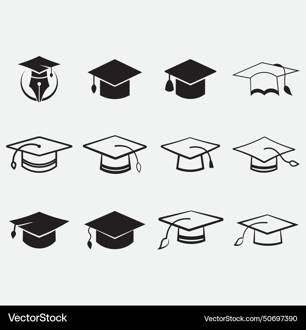 Bachelor hat icon set Royalty Free Vector Image