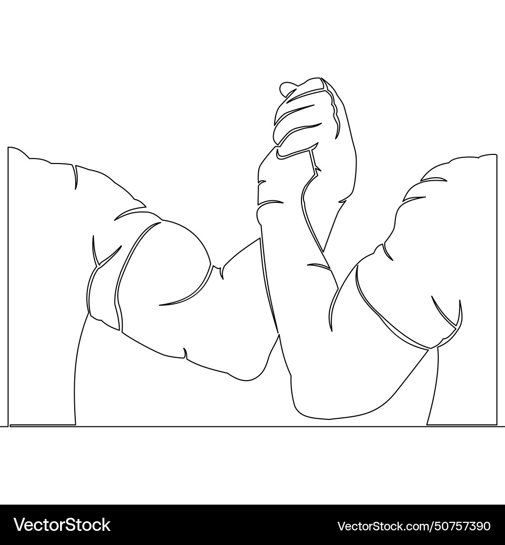 Continuous line drawing male arm wrestling concept