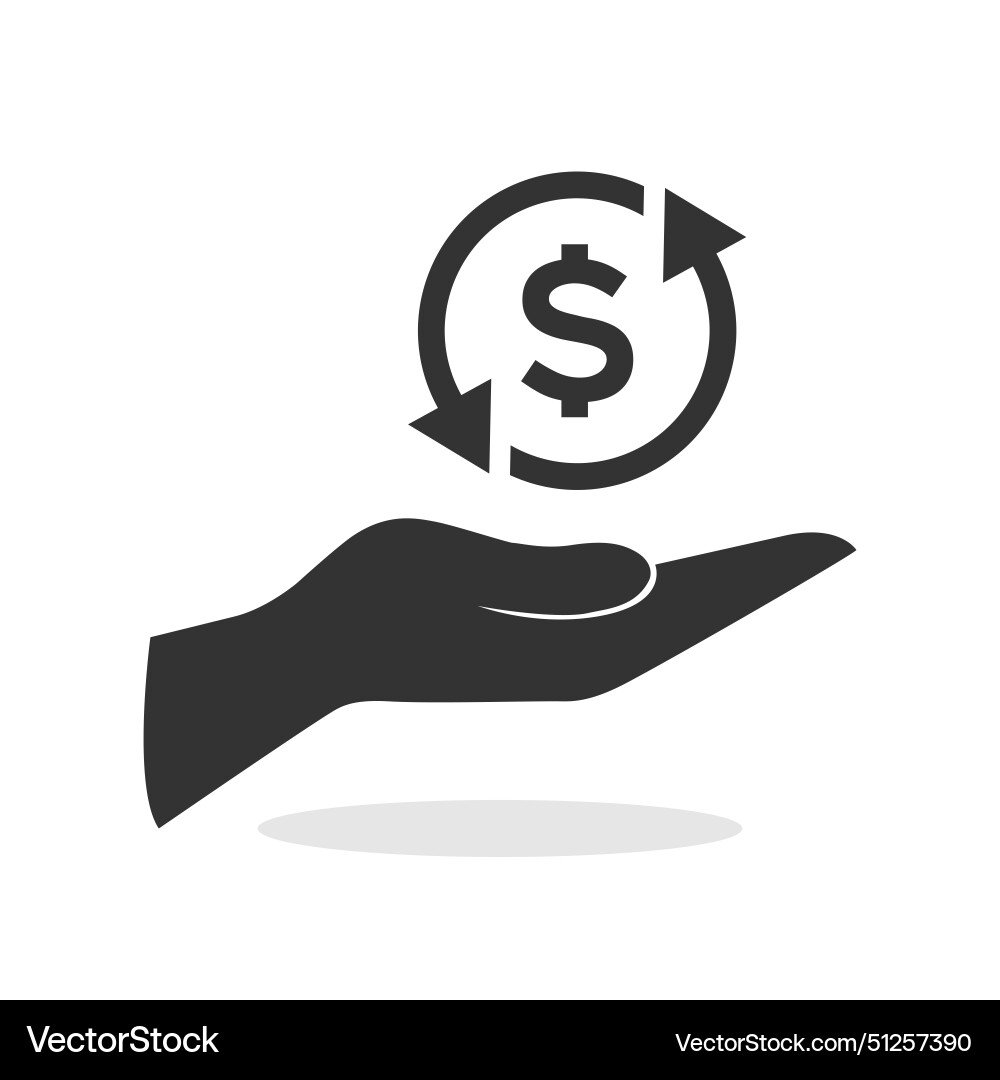 Dollar currency icon on palm hand Royalty Free Vector Image