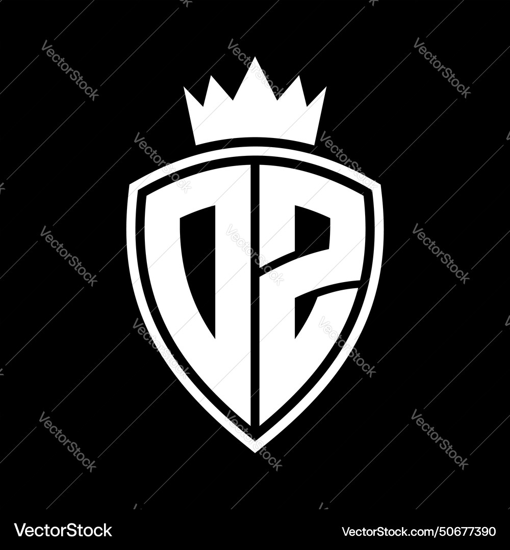 Dz letter monogram shield and crown outline shape Vector Image