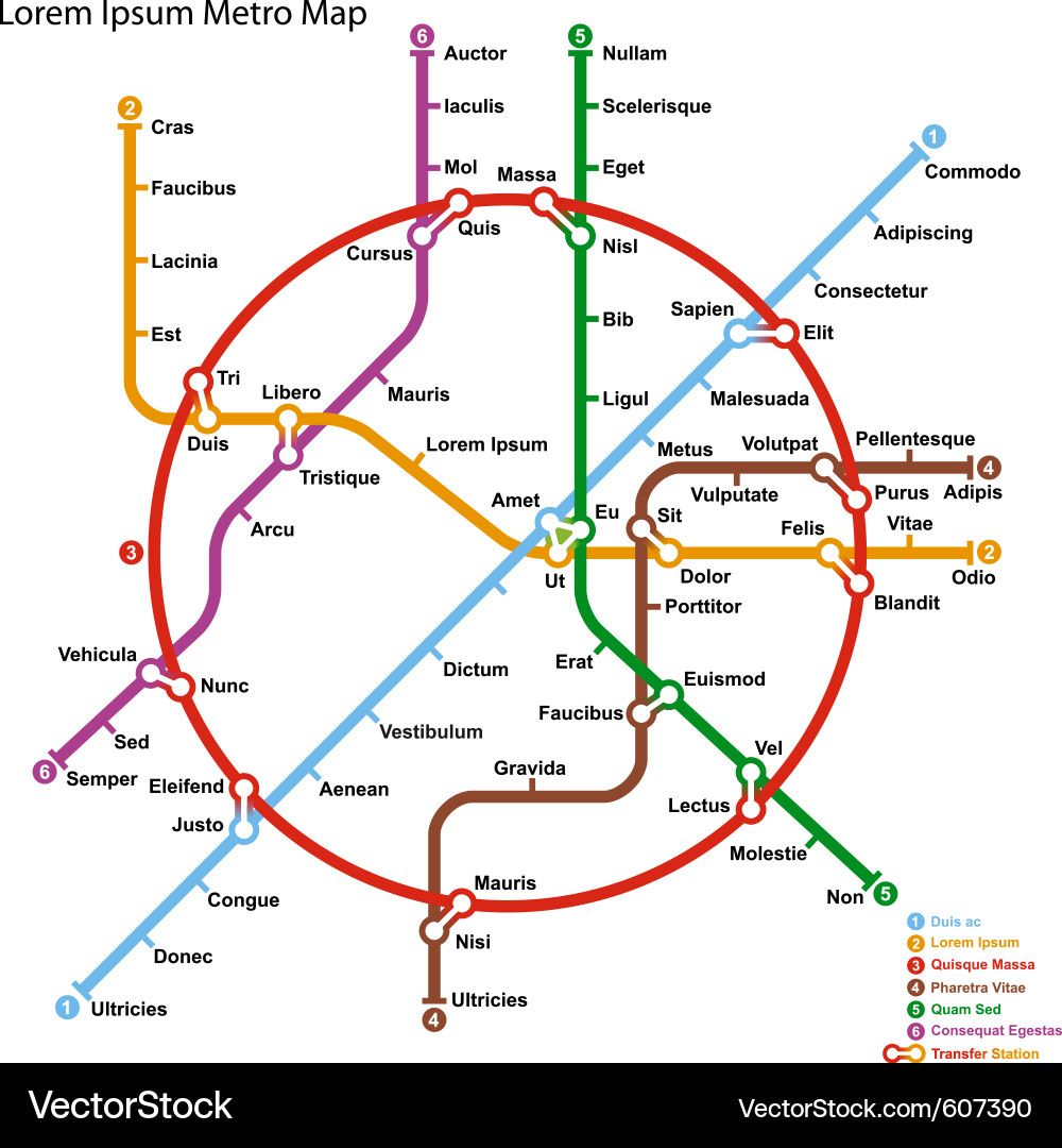 Fictional metro map Royalty Free Vector Image - VectorStock