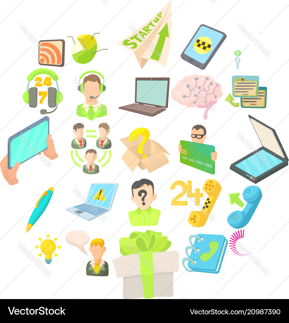 Mobile telecommunications icons set cartoon style Vector Image