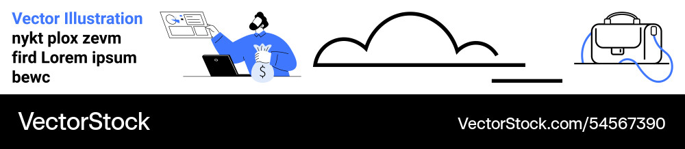 Modern office setup with cloud technology Vector Image