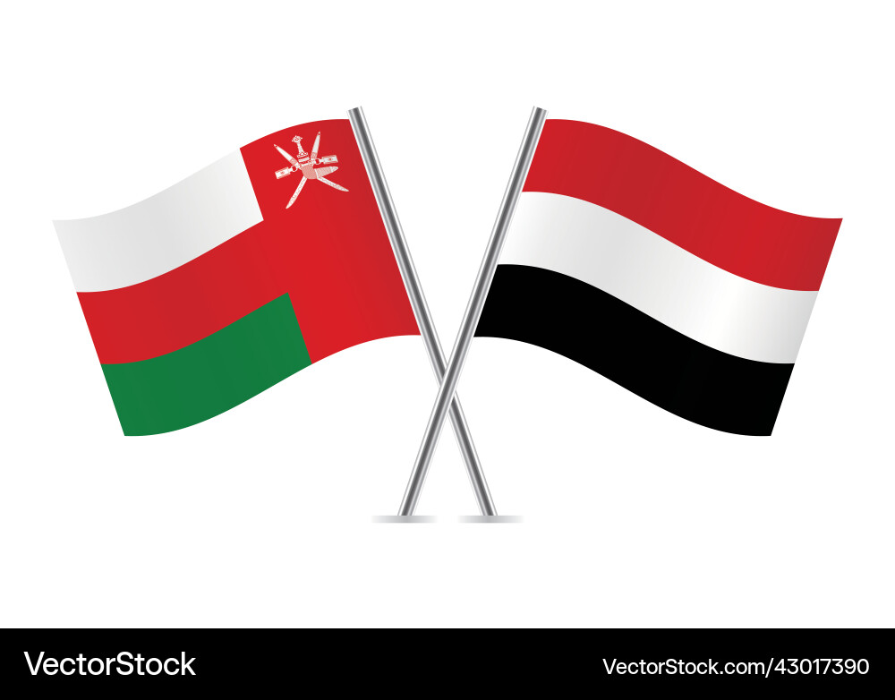 Oman and yemen crossed flags Royalty Free Vector Image