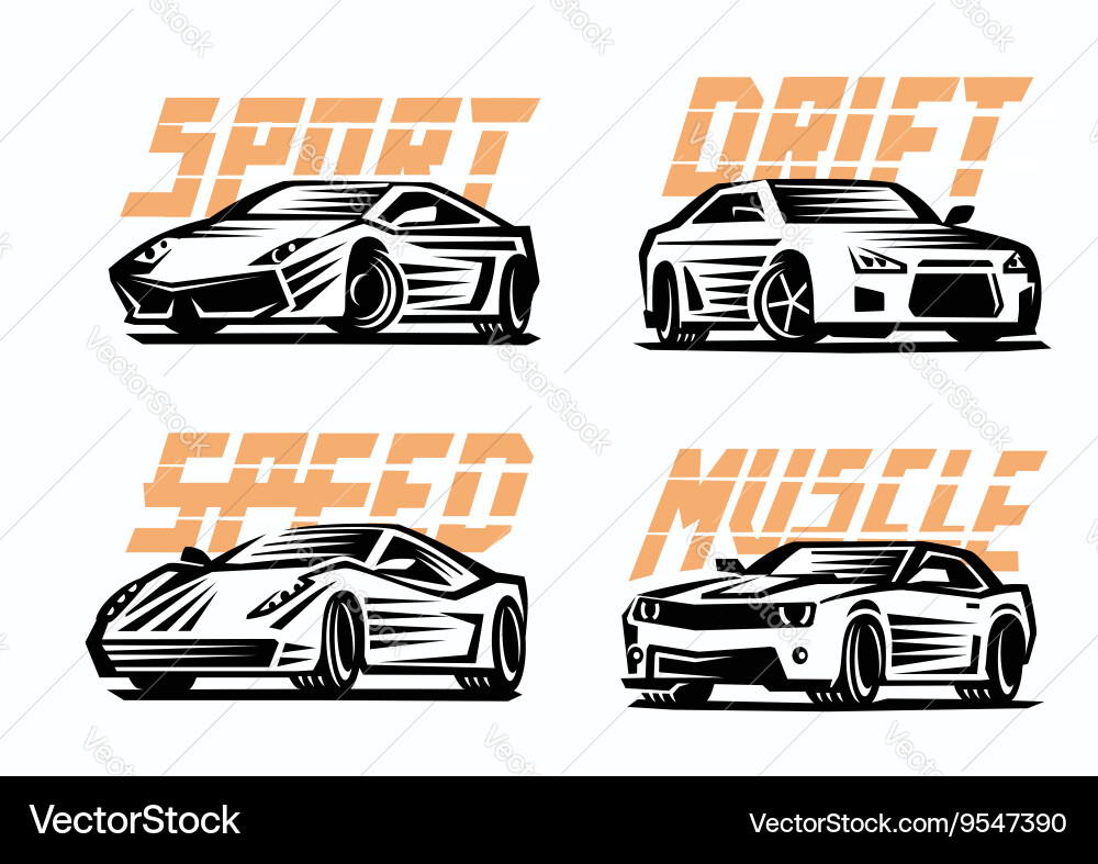 Sport Car Emblem Collection Royalty Free Vector Image