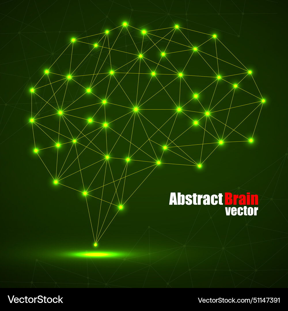 Abstract geometric brain with triangular polygons Vector Image