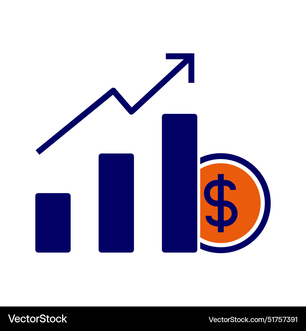 Business graph with arrow icon Royalty Free Vector Image