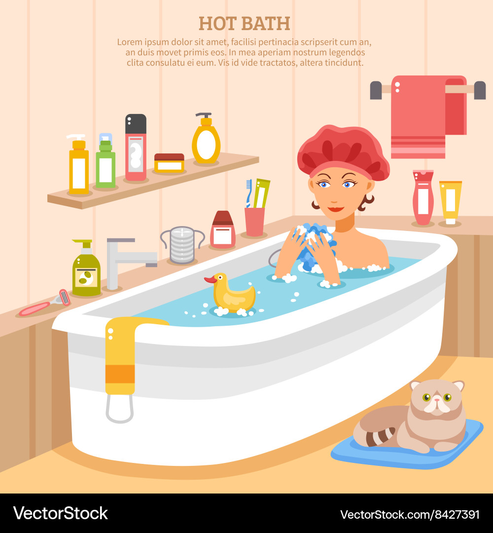 Hot bath poster Royalty Free Vector Image - VectorStock