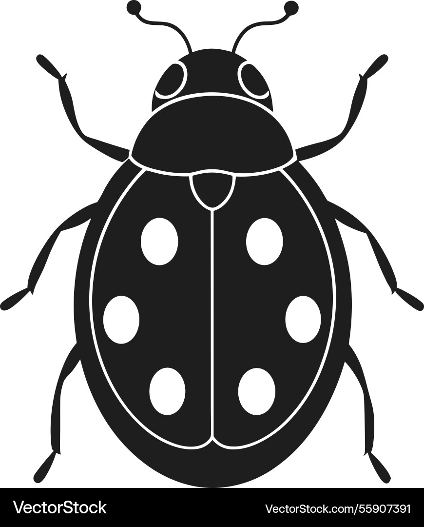 Ladybug silhouette - black ladybird clipart Vector Image