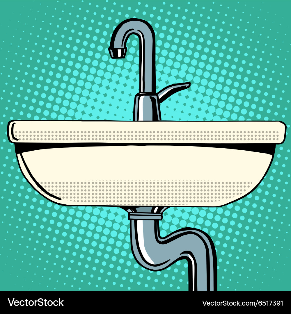 Sink washing with faucet water Royalty Free Vector Image