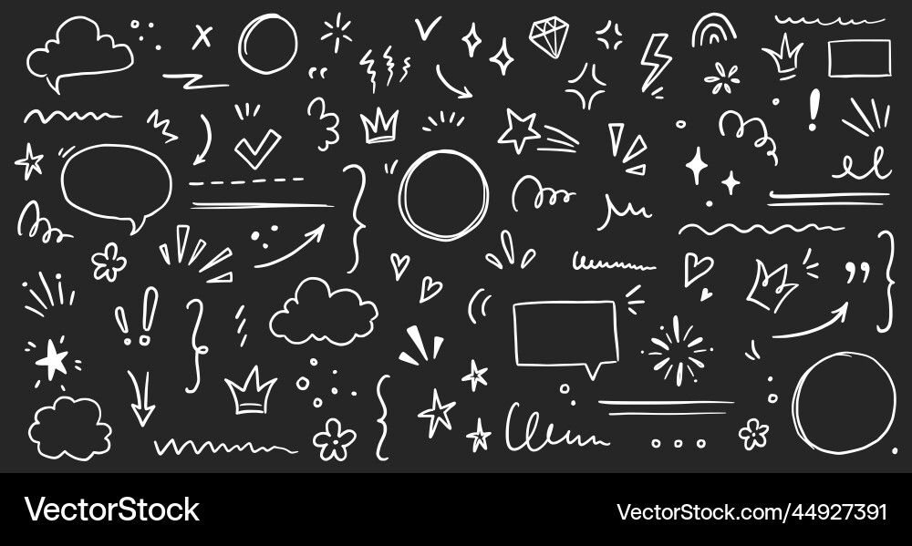 Sketch underline emphasis arrow shape set hand Vector Image