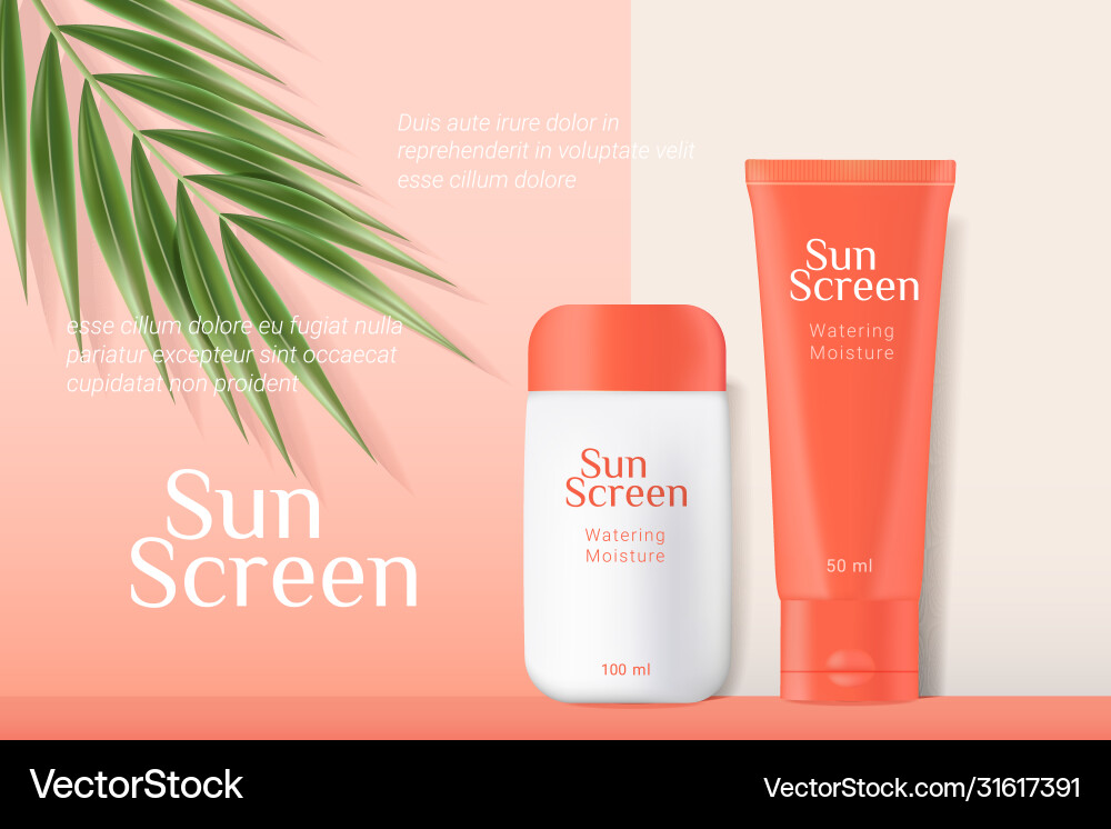 Sunscreen tubes ads template Royalty Free Vector Image