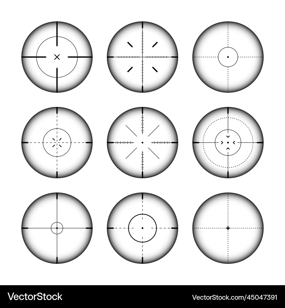 Various weapon sights sniper rifle optical scopes Vector Image