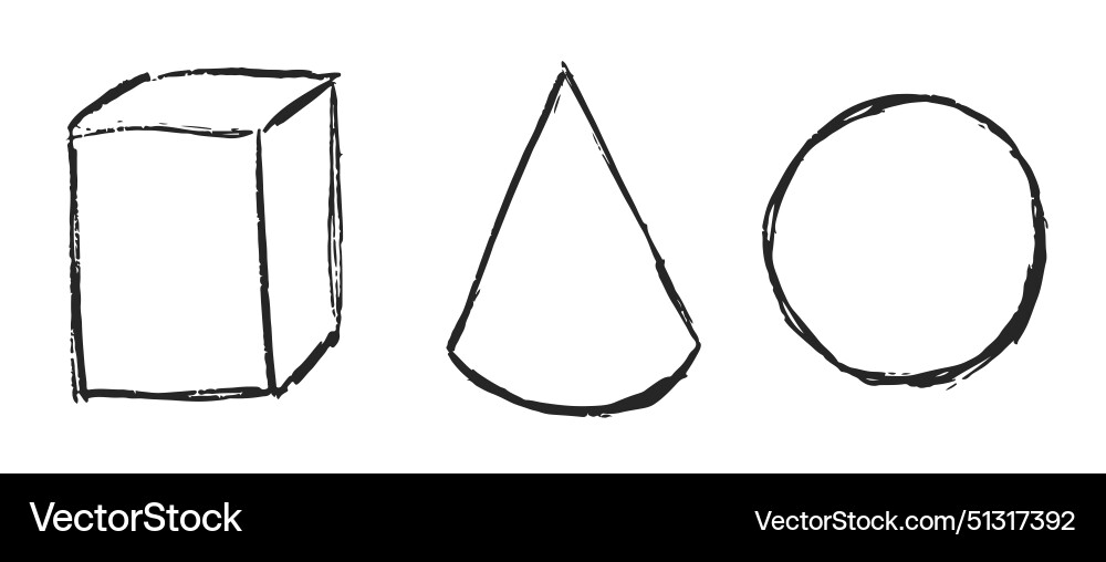 Abstract geometric shapes hand-drawn Royalty Free Vector