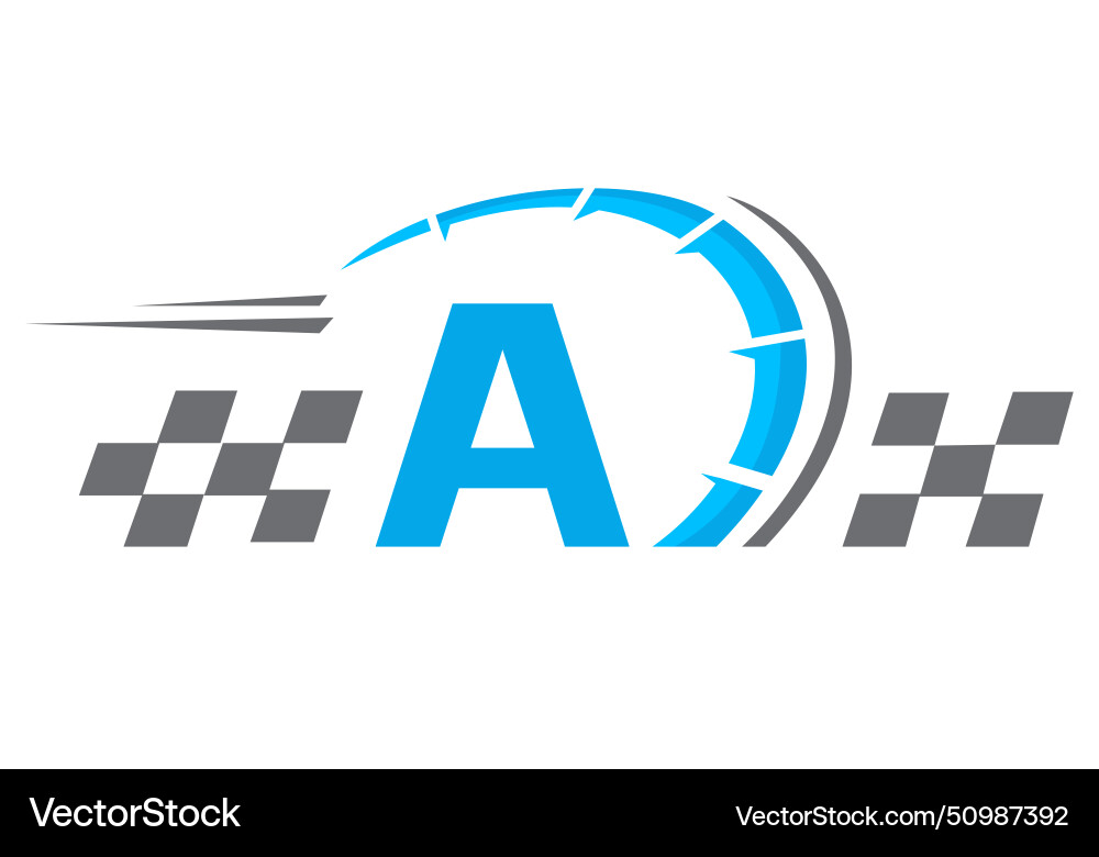 Letter a with racing flag logo speed symbol Vector Image