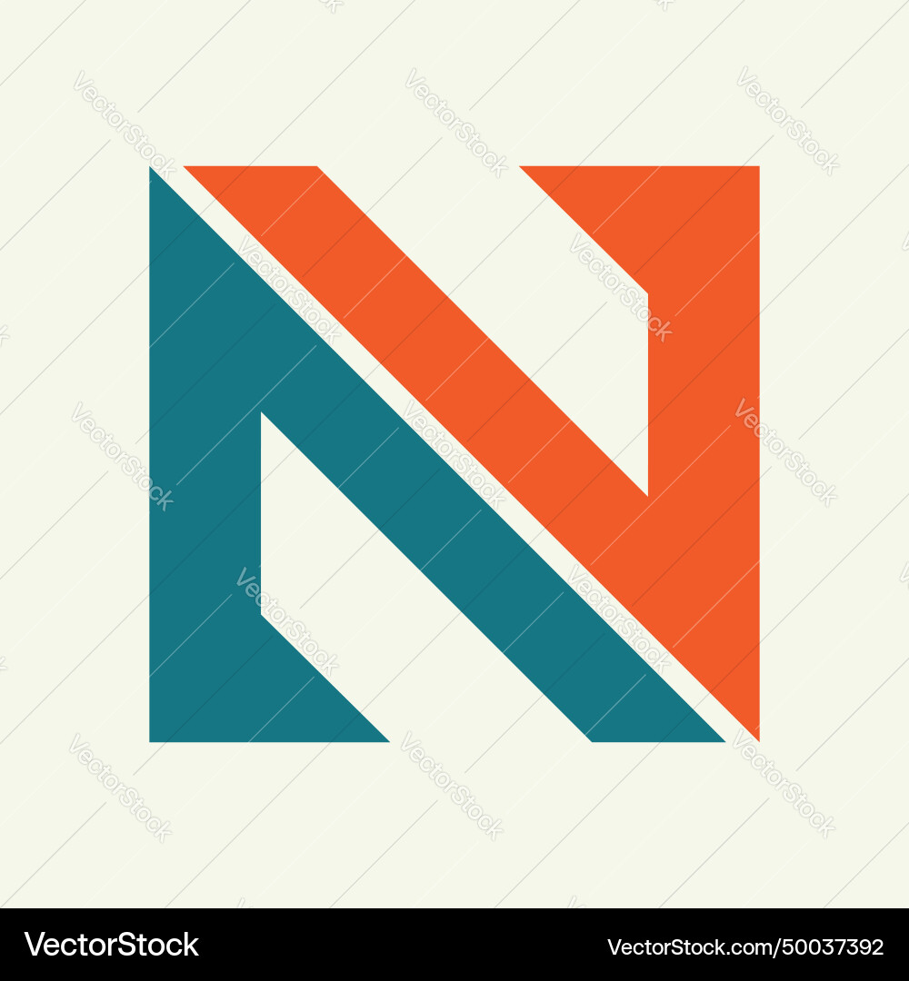 Letter n logo square line design template element Vector Image