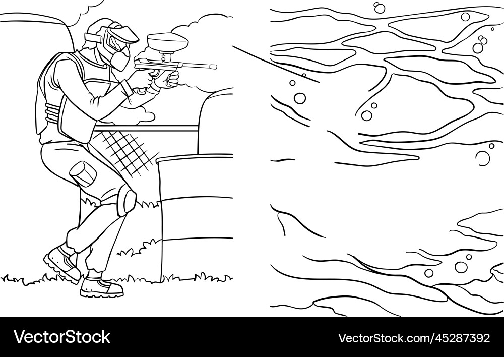 Paintballer coloring page for kids Royalty Free Vector Image