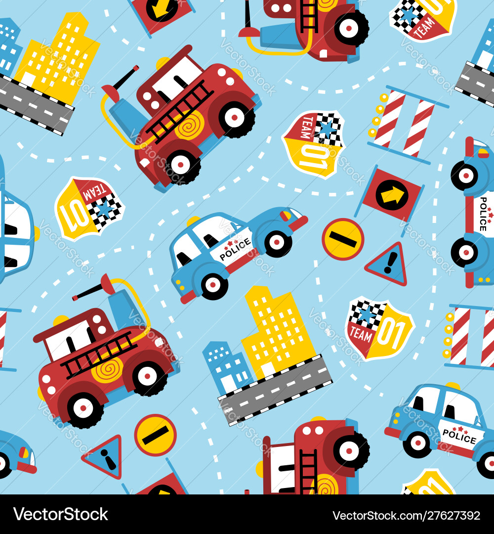 Seamless pattern rescue team cartoon Royalty Free Vector