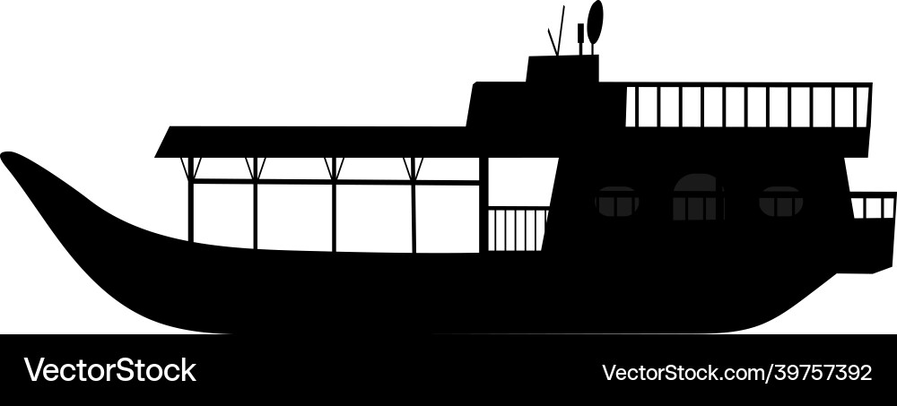 Traditional Indian Houseboat Silhouette Royalty Free Vector