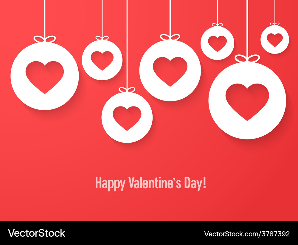 Valentines day card with hanging hearts Royalty Free Vector