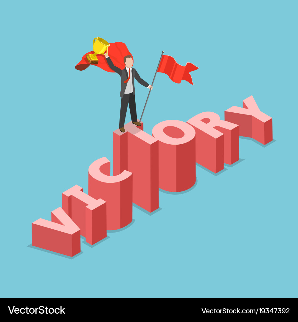 Victory flat isometric concept Royalty Free Vector Image