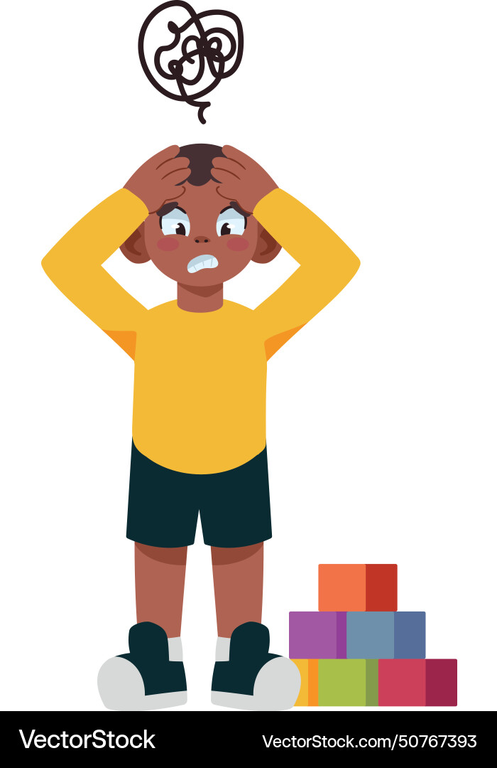 Autism confused boy Royalty Free Vector Image - VectorStock