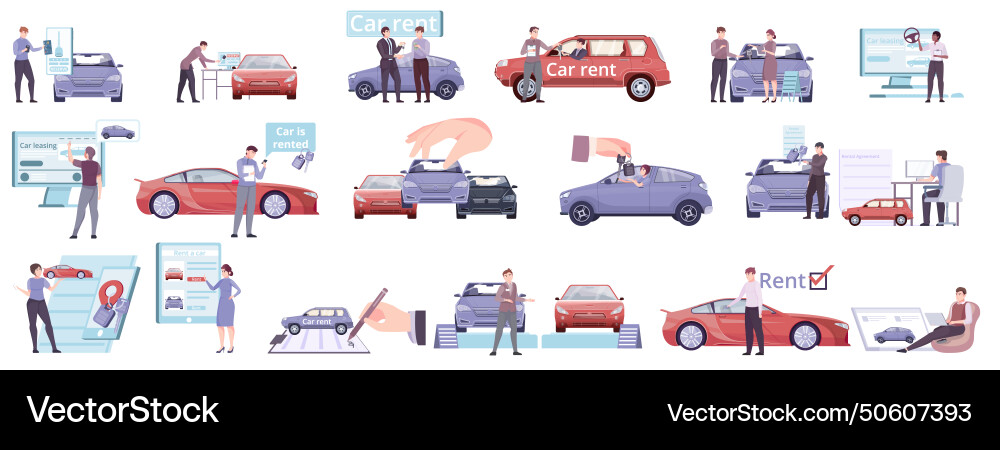 Car sharing icon set Royalty Free Vector Image