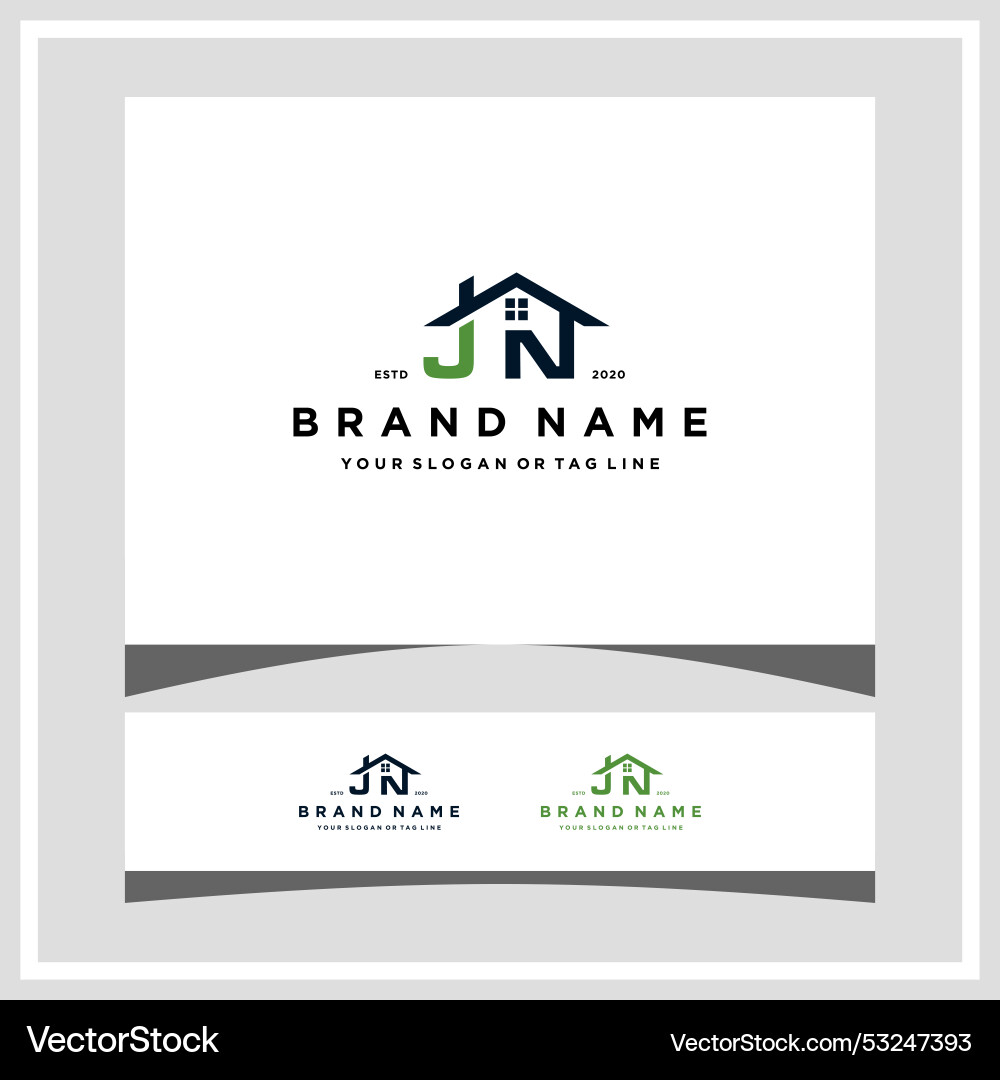 Creative letter jn home logo design Royalty Free Vector