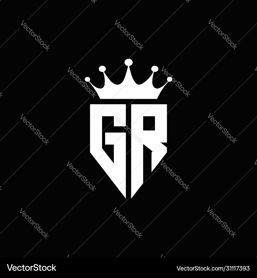 Gr Logo Monogram with Crown Royalty Free Vector Image