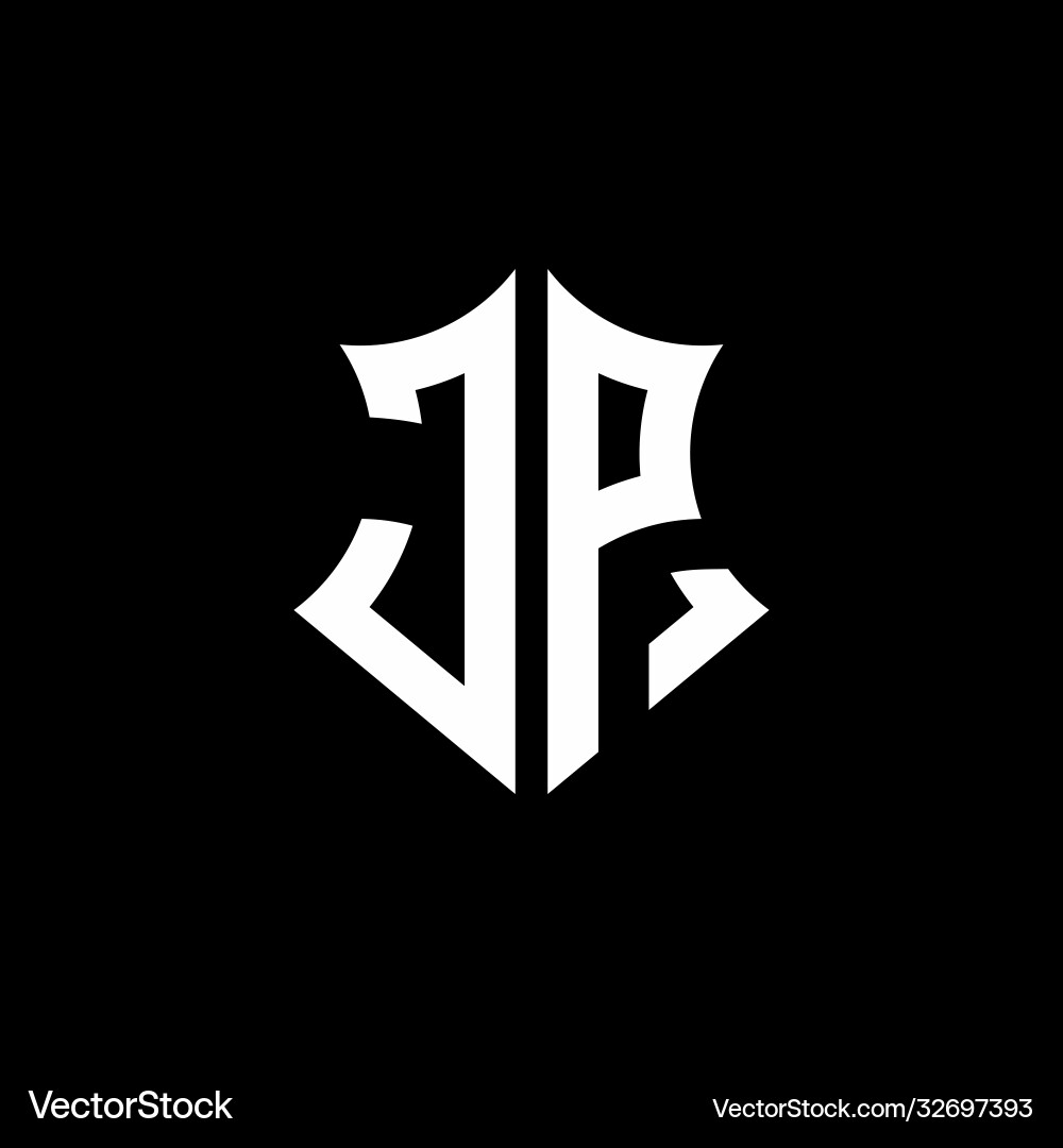 Jp monogram logo with a sharp shield style Vector Image
