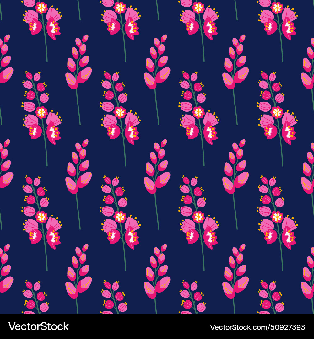 Seamless pattern with bud pink wildflowers Vector Image