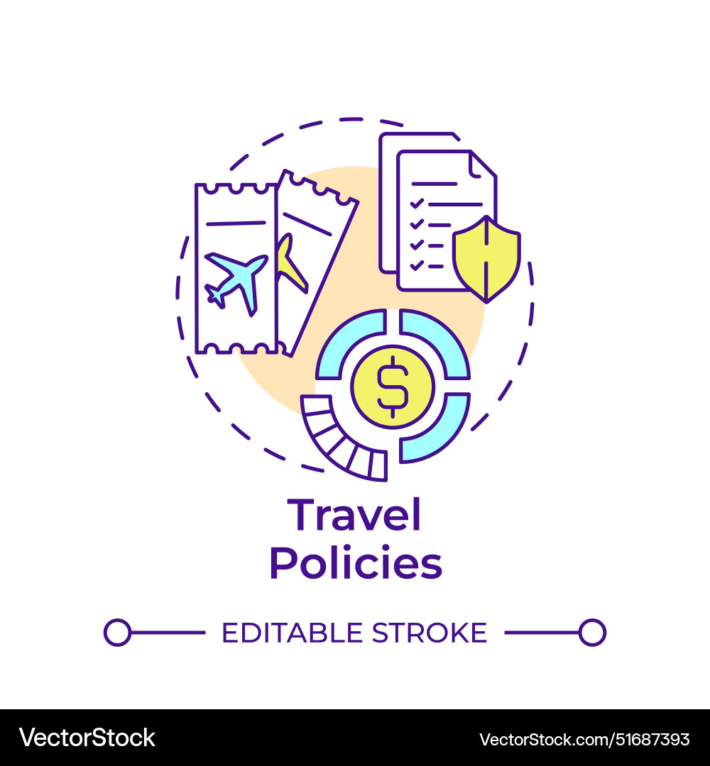 Travel policies multi color concept icon Vector Image