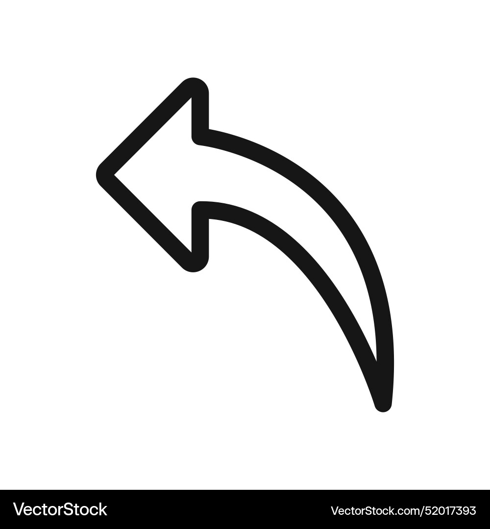 Undo arrow sign icon black line art Royalty Free Vector