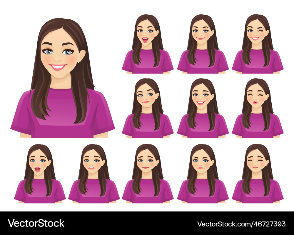 Woman expressions set Royalty Free Vector Image