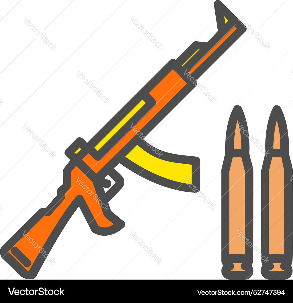 Ak 47 line filled icon design Royalty Free Vector Image
