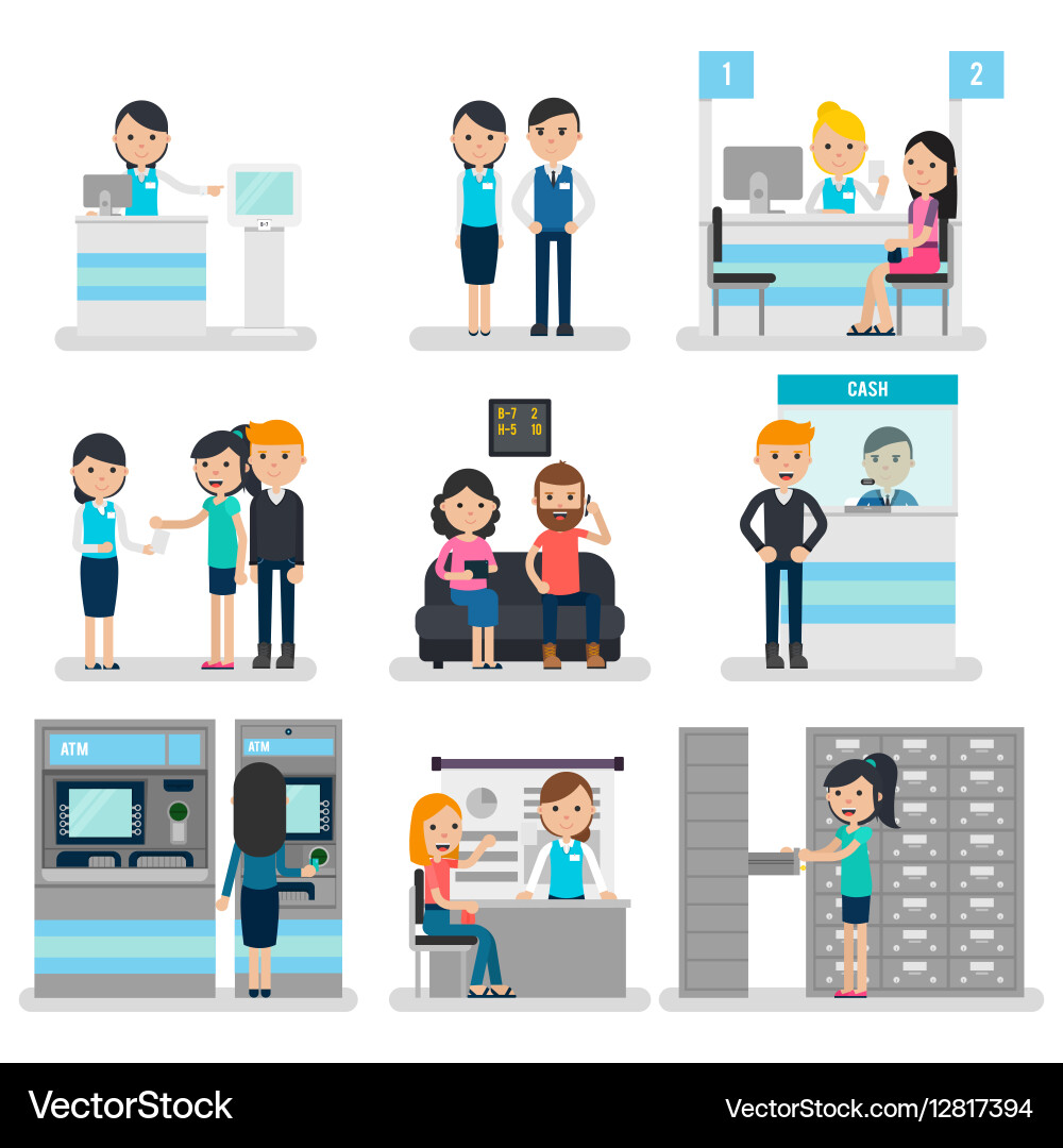 Bank people flat collection Royalty Free Vector Image