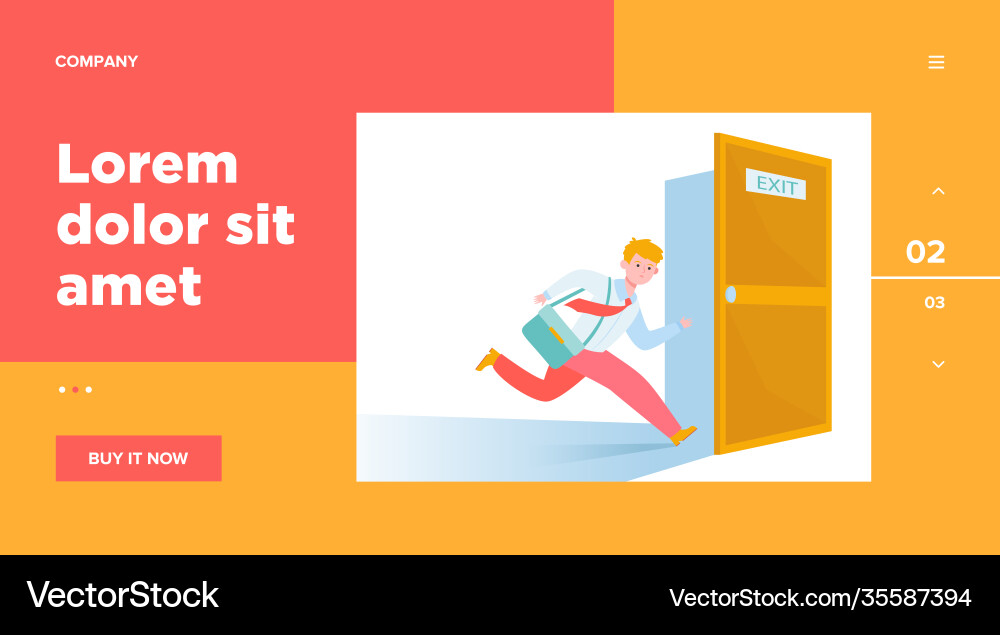 Businessman running to escape exit Royalty Free Vector Image