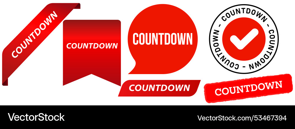 Countdown stamp red badge time count limit Vector Image