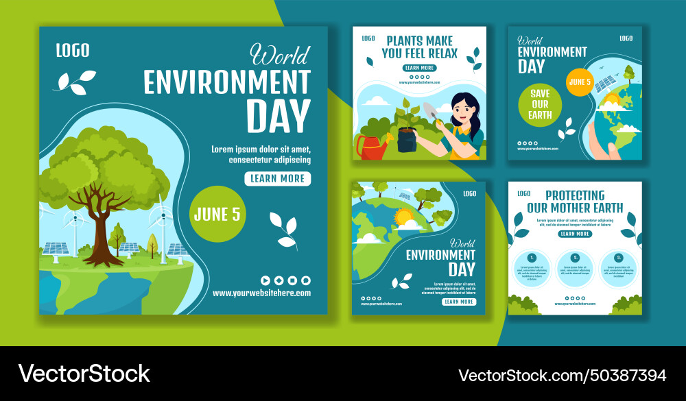 Environment day social media post flat cartoon Vector Image