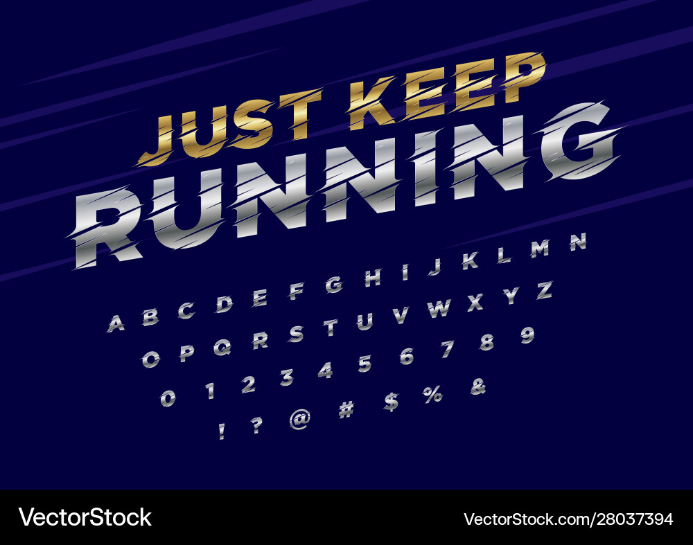 Font chrome tilt Royalty Free Vector Image - VectorStock