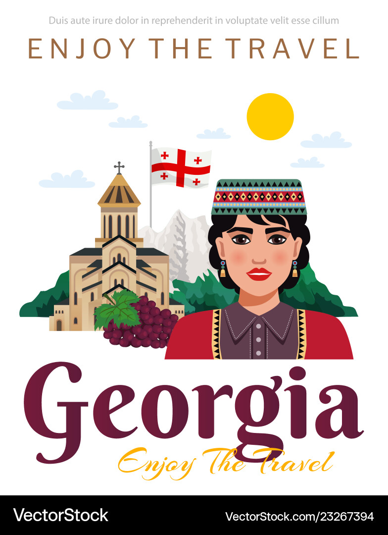 Georgia tourism flat poster Royalty Free Vector Image