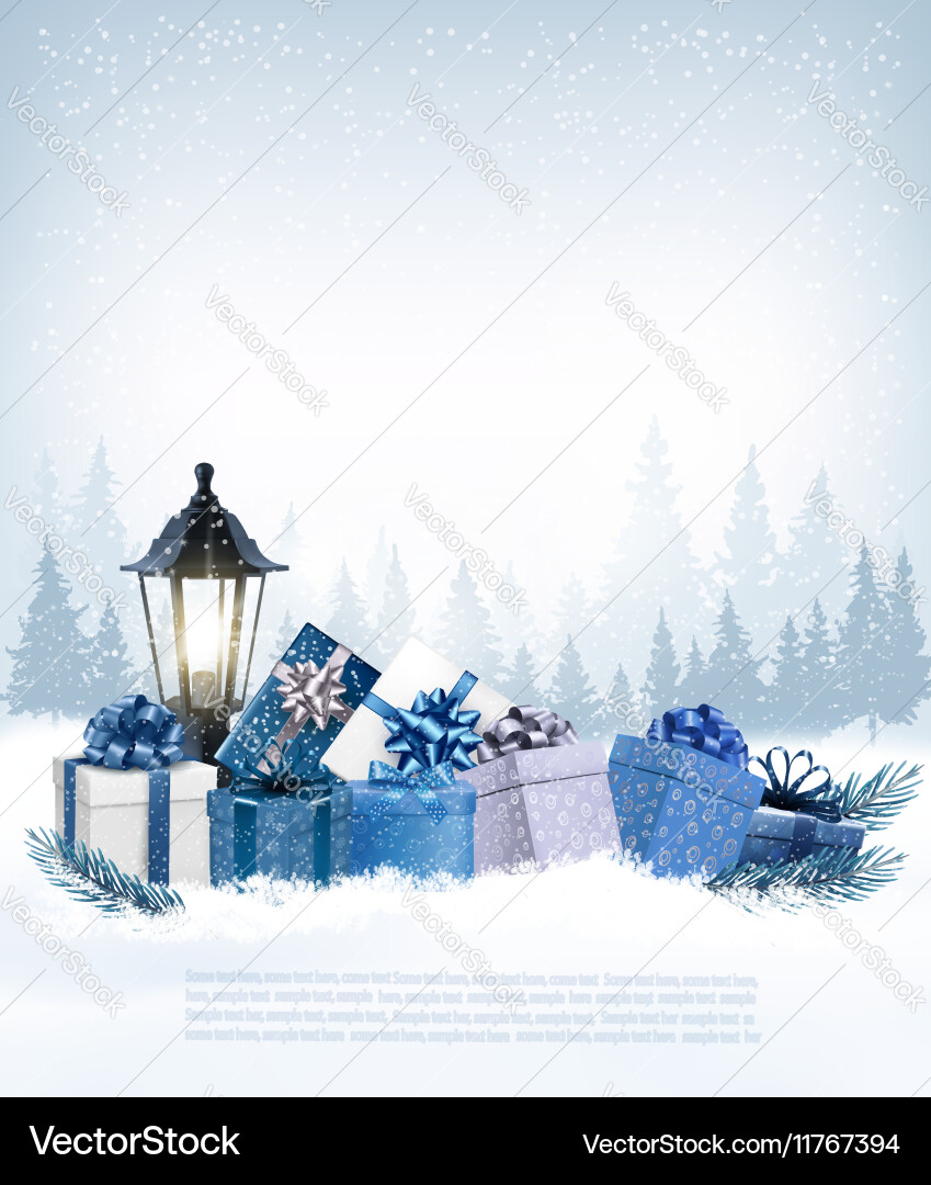 Holiday christmas background with a gift boxes Vector Image