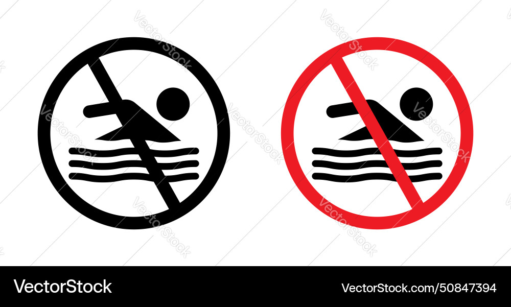 No swimming sign icon set pool Royalty Free Vector Image